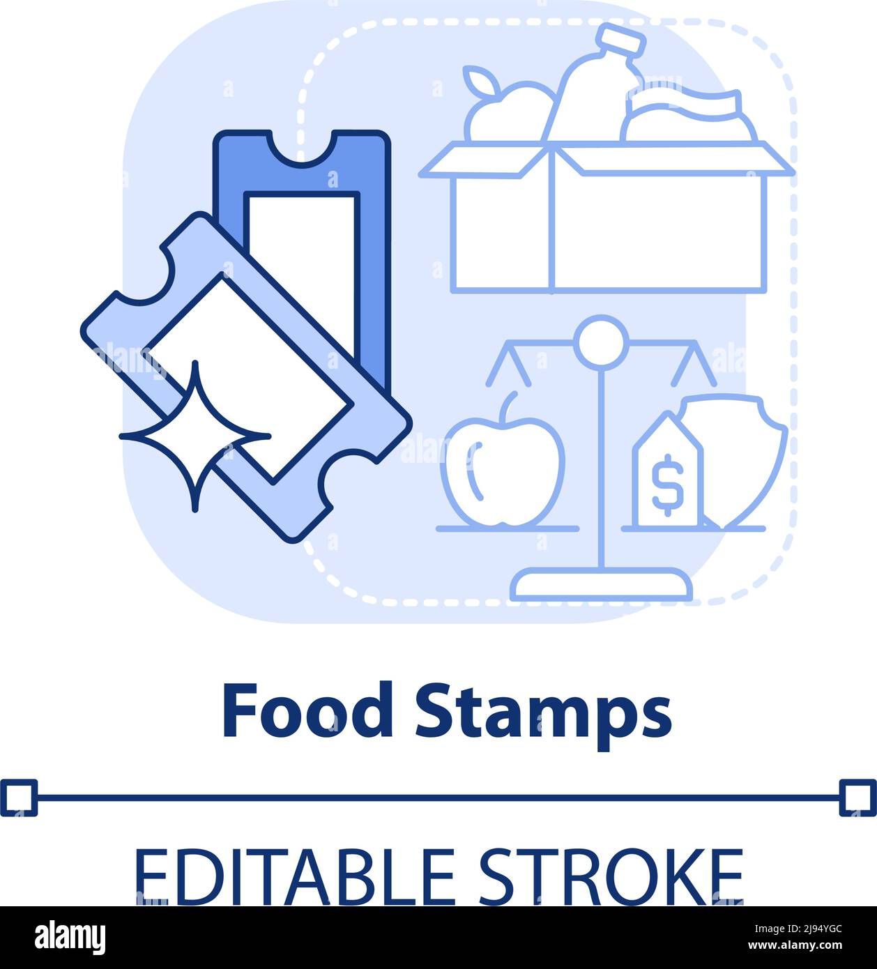 Food stamps light blue concept icon Stock Vector Image & Art - Alamy