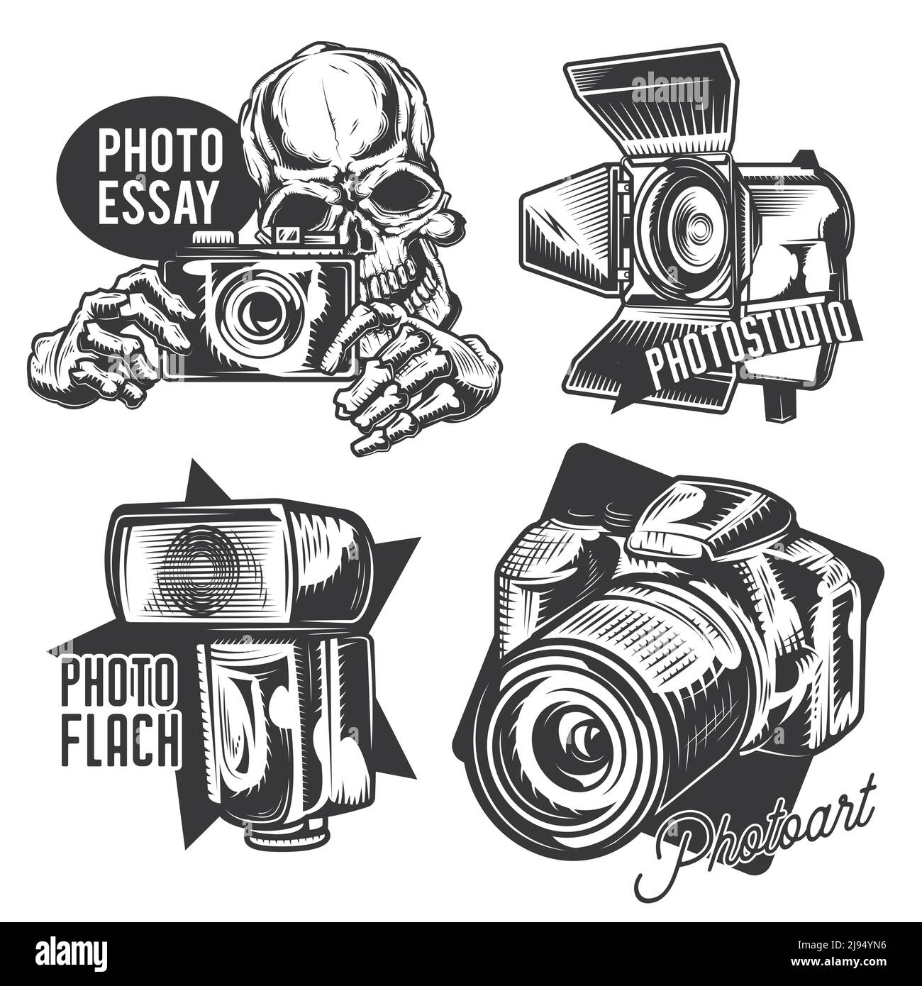 Set of photographer emblems, labels, badges, logos. Isolated on white ...