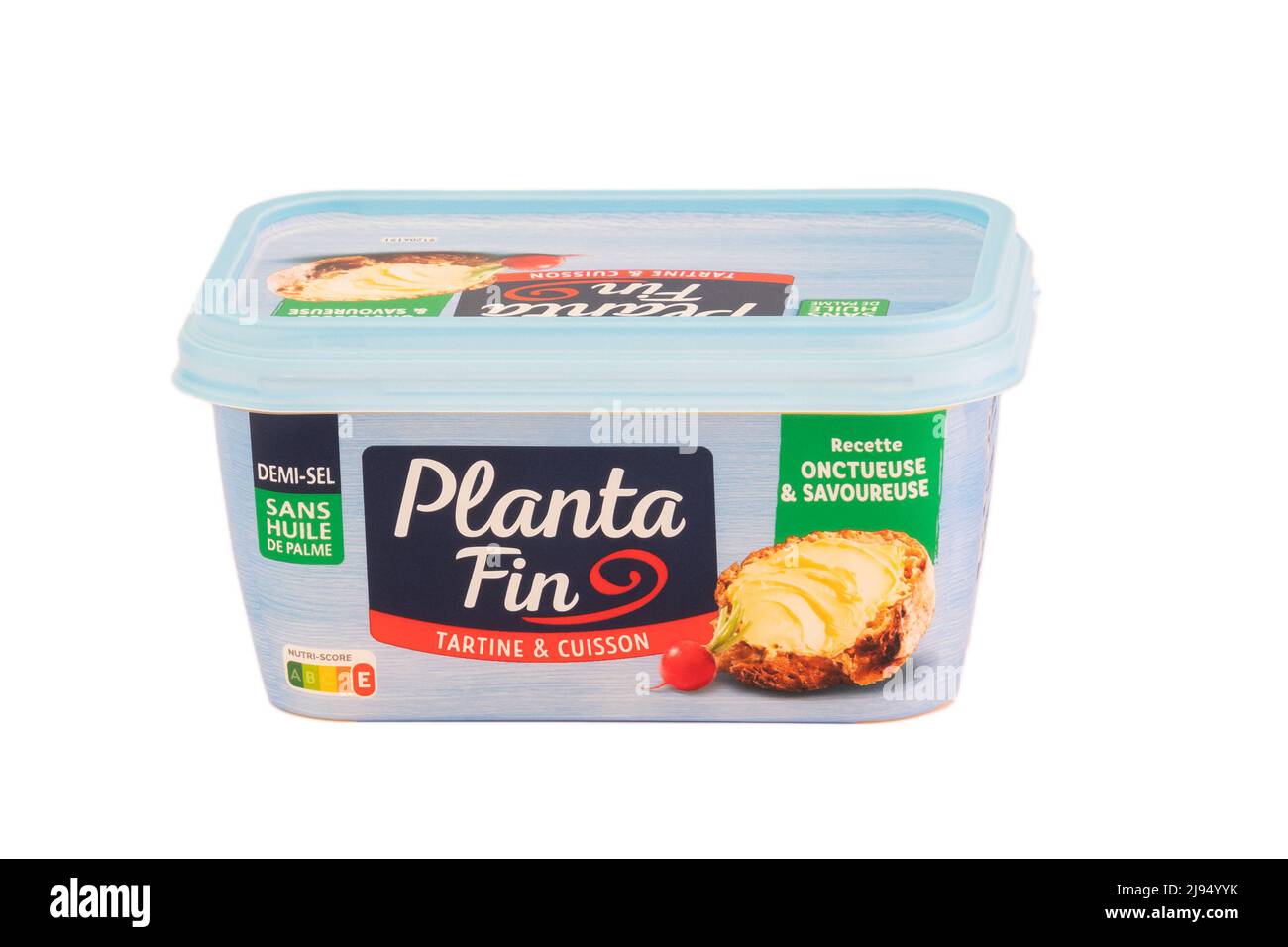 punnet of planta fin half salt isolated on a white background Stock ...