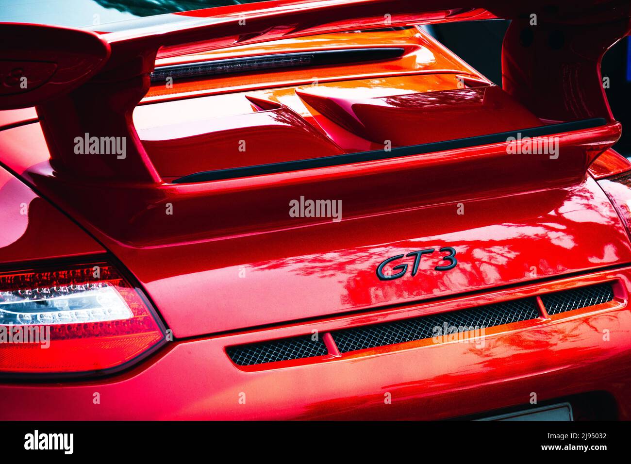 close up of the back of a porsche gt3 outdoors Stock Photo - Alamy