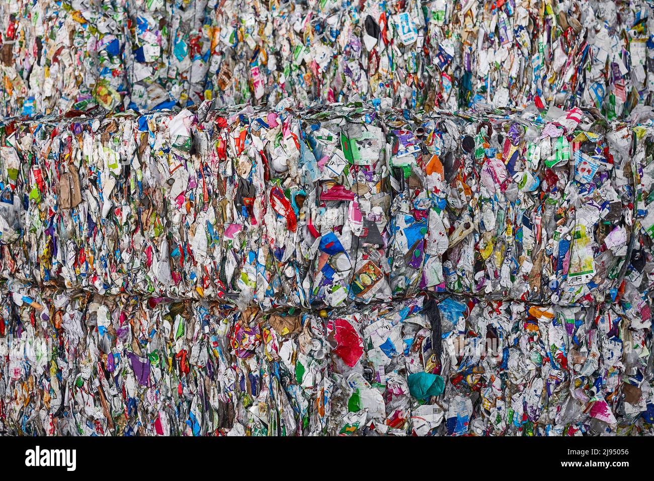 Recycled and packaged waste. Sustainable industry. Disposal material ...