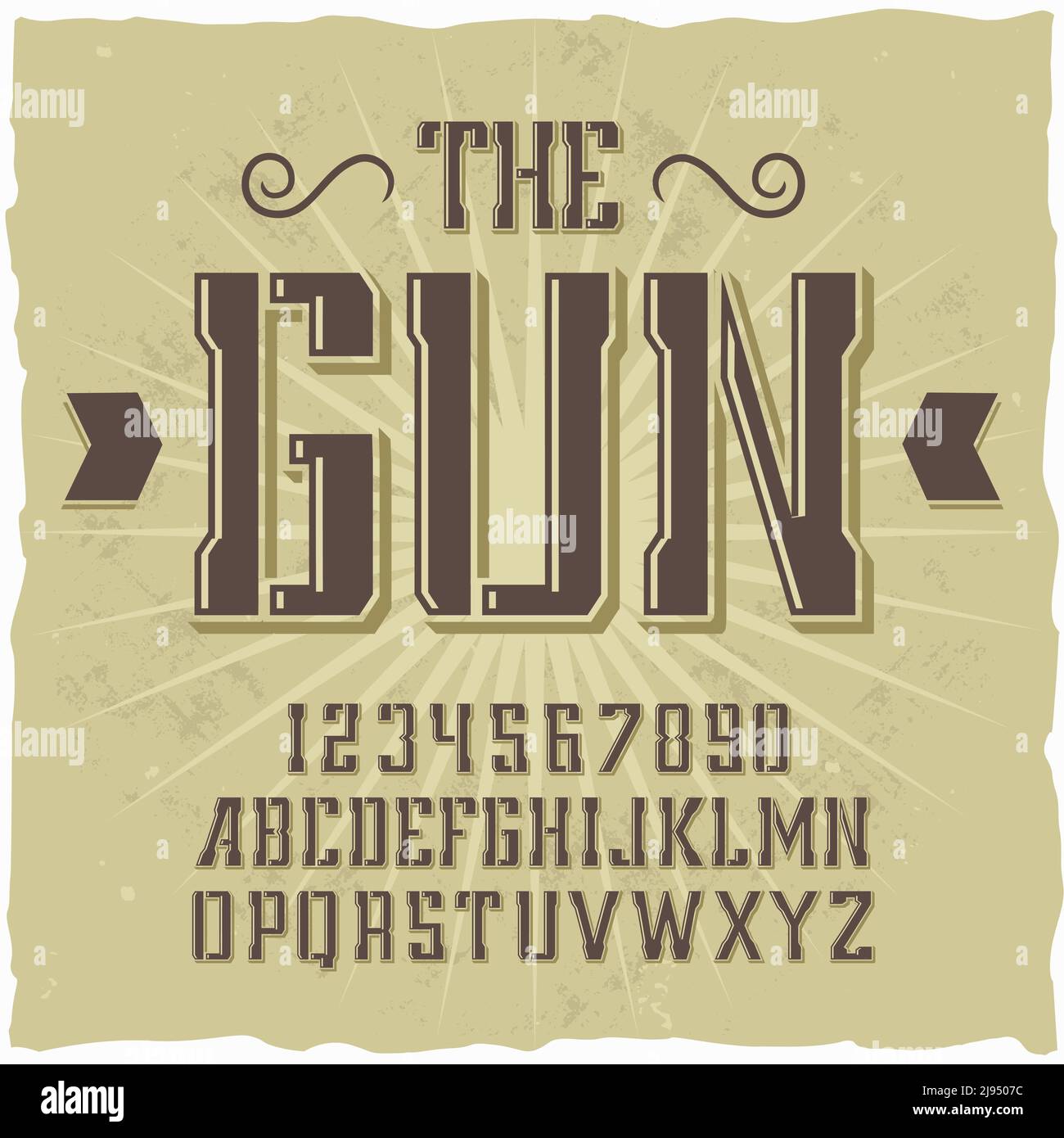 Original label typeface named "The Gun". Good handcrafted font for any ...