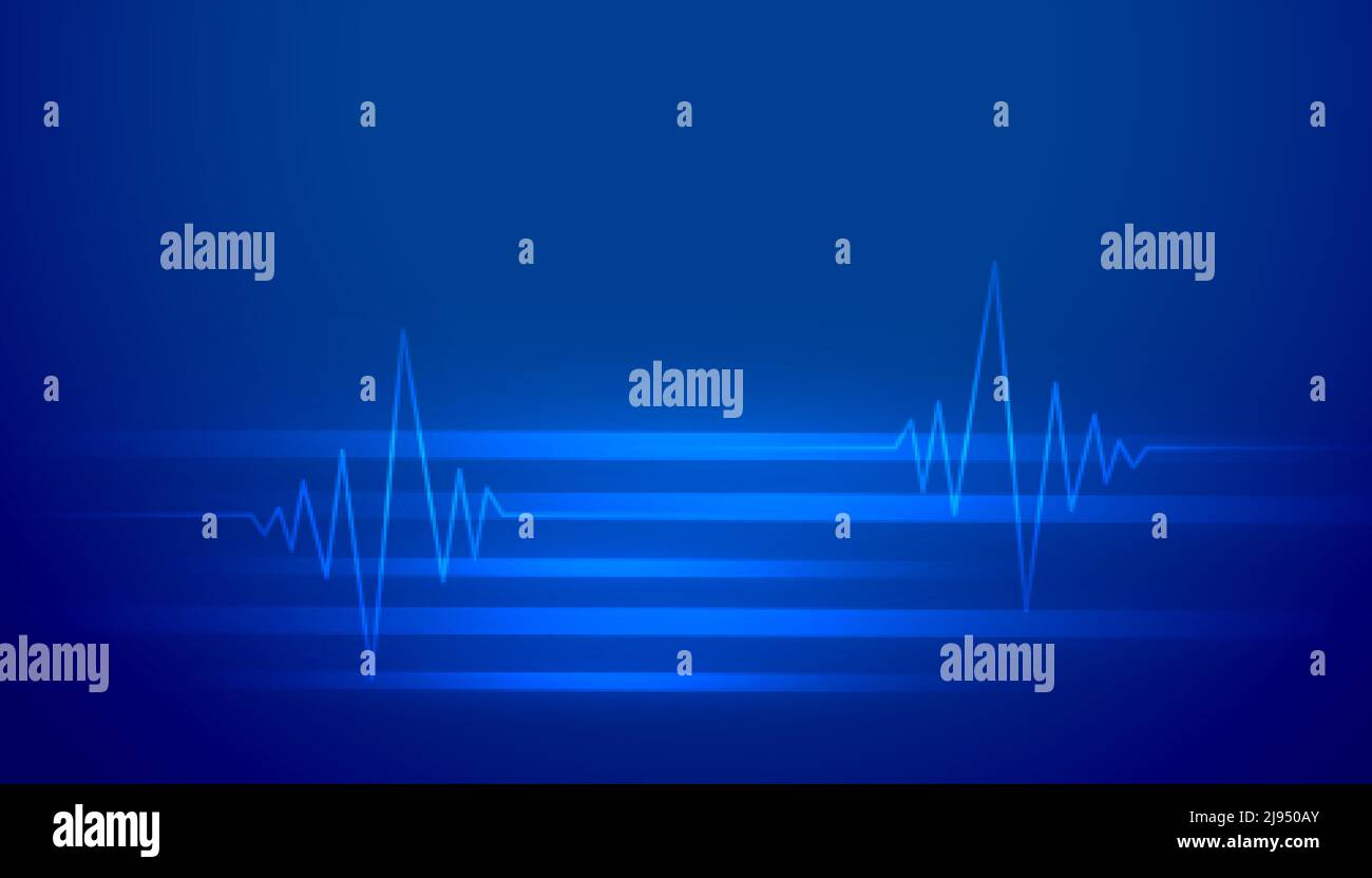 abstract blue background with glowing heartbeat lines Stock Vector ...