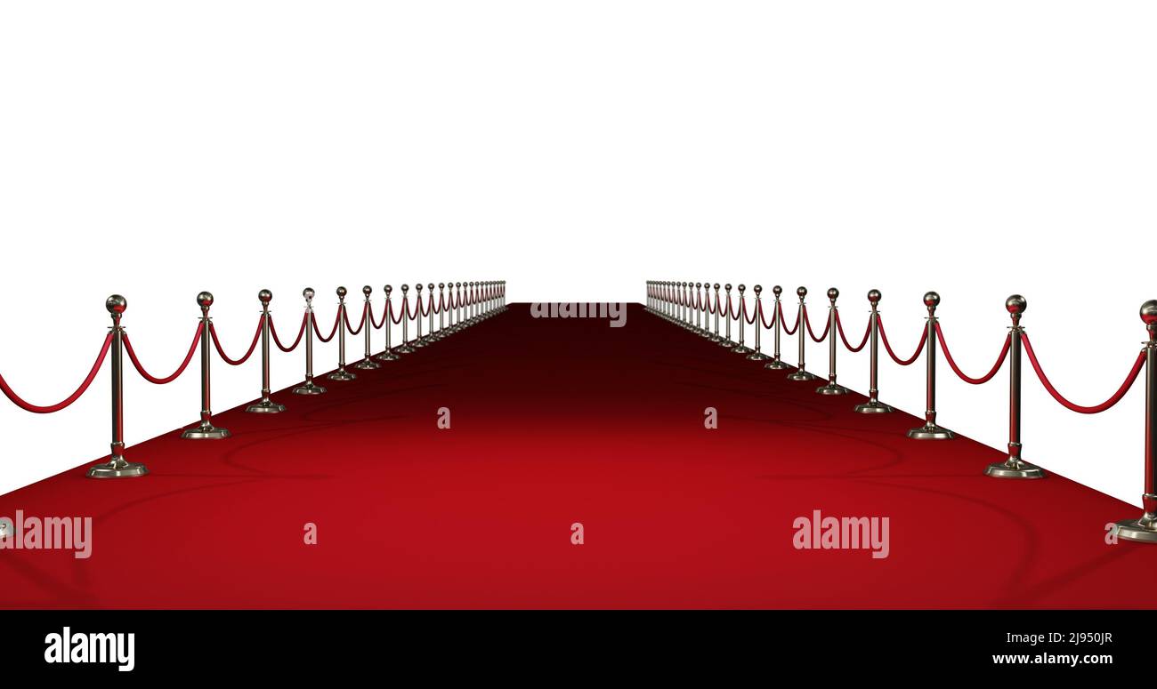 Long red carpet against white background Stock Photo - Alamy