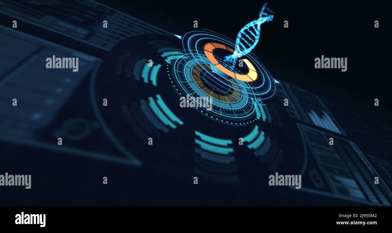 Digitally generated dna structure and circular patterns Stock Photo - Alamy