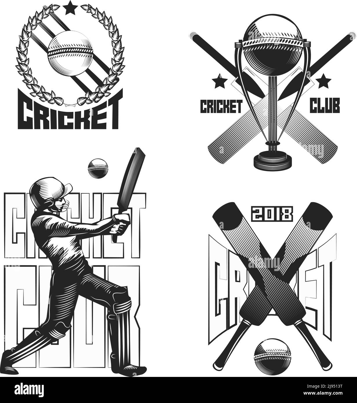 Set of cricket vintage emblems, labels, badges, logos. Isolated on ...