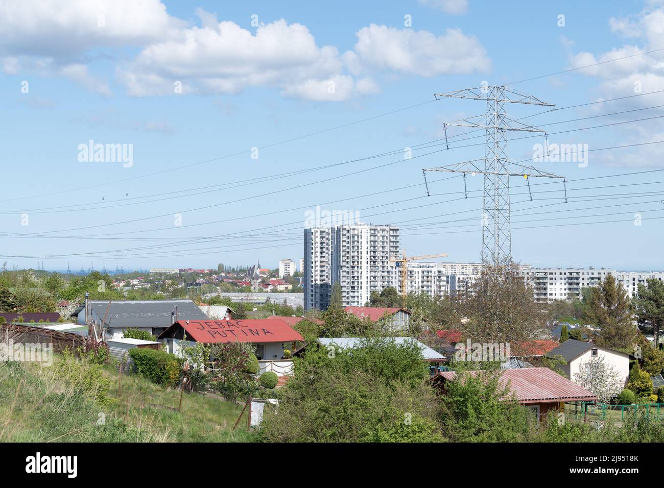 High voltage power lines in Gdansk, Poland © Wojciech Strozyk / Alamy ...