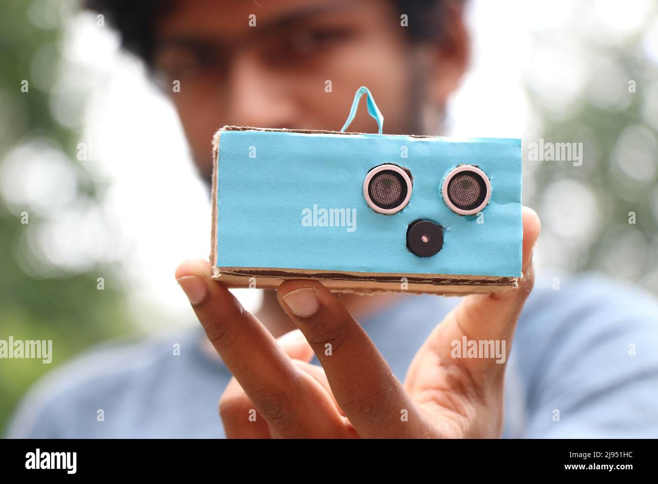 Holding an ultrasonic distance sensor project of very small size made ...