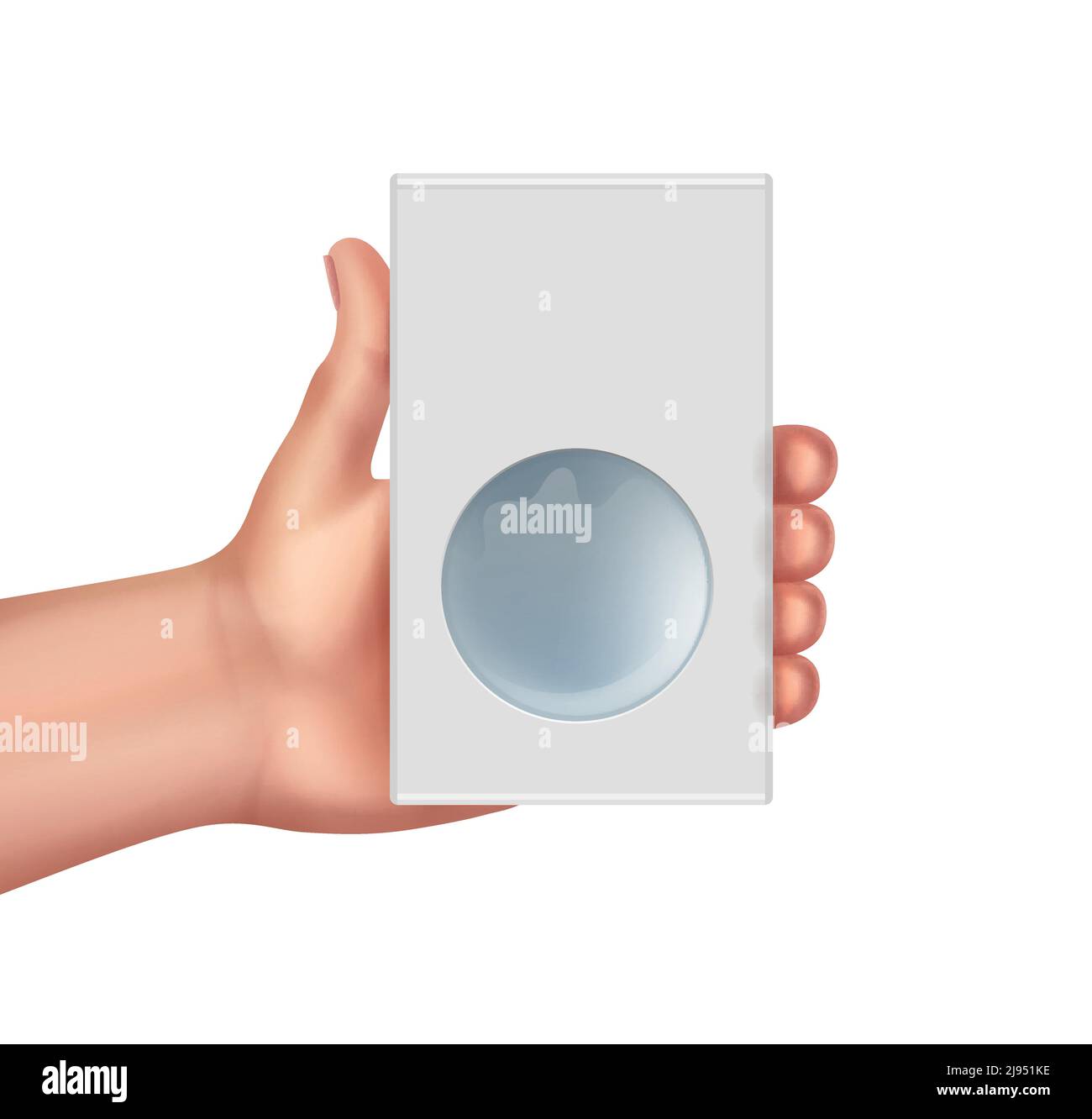 Vector illustration of hand hold cardboard box isolated on white ...