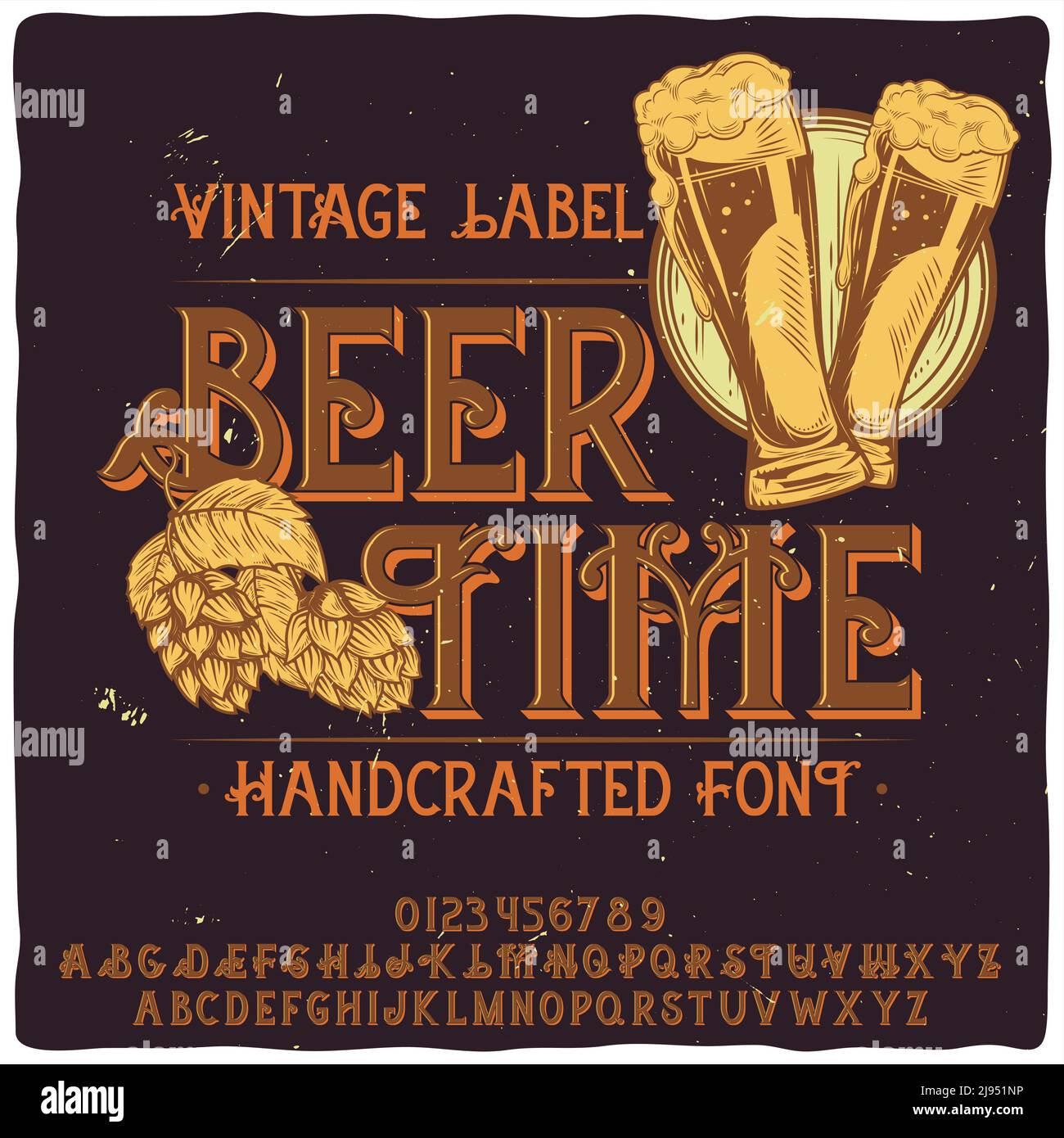 Original label typeface named "Beer Time". Good handcrafted font for ...