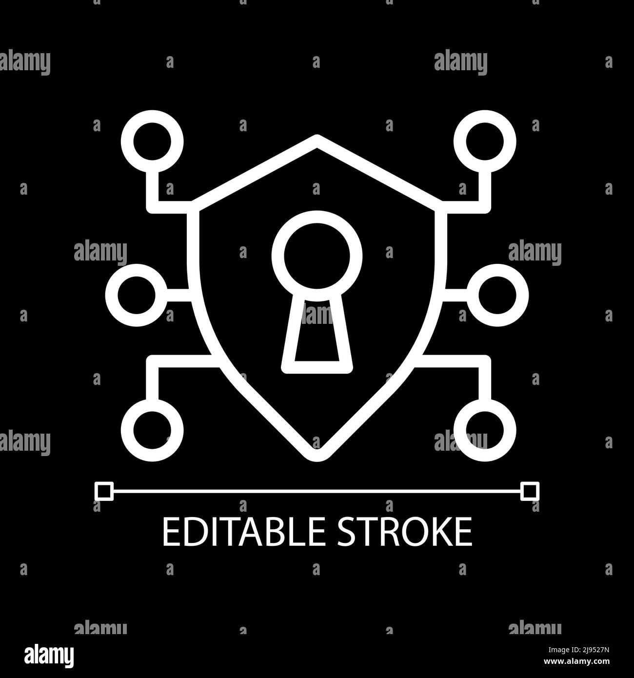 Secure data pixel perfect white linear icon for dark theme Stock Vector ...