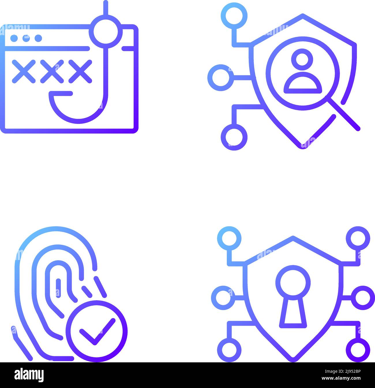 Data Security And Protection Pixel Perfect Gradient Linear Vector Icons Set Stock Vector Image