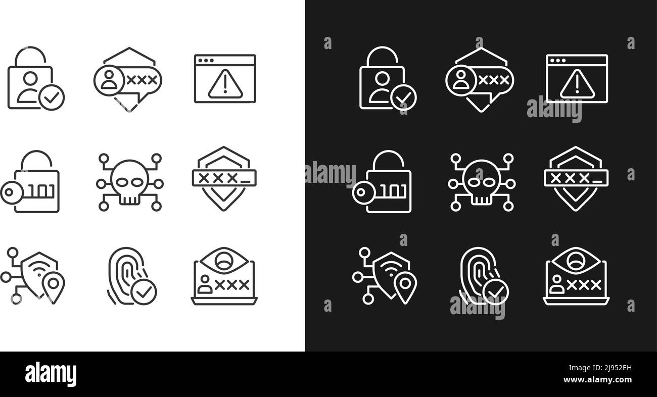 Cybersecurity technologies pixel perfect linear icons set for dark ... Cybersecurity technologies pixel perfect linear icons set for dark ...