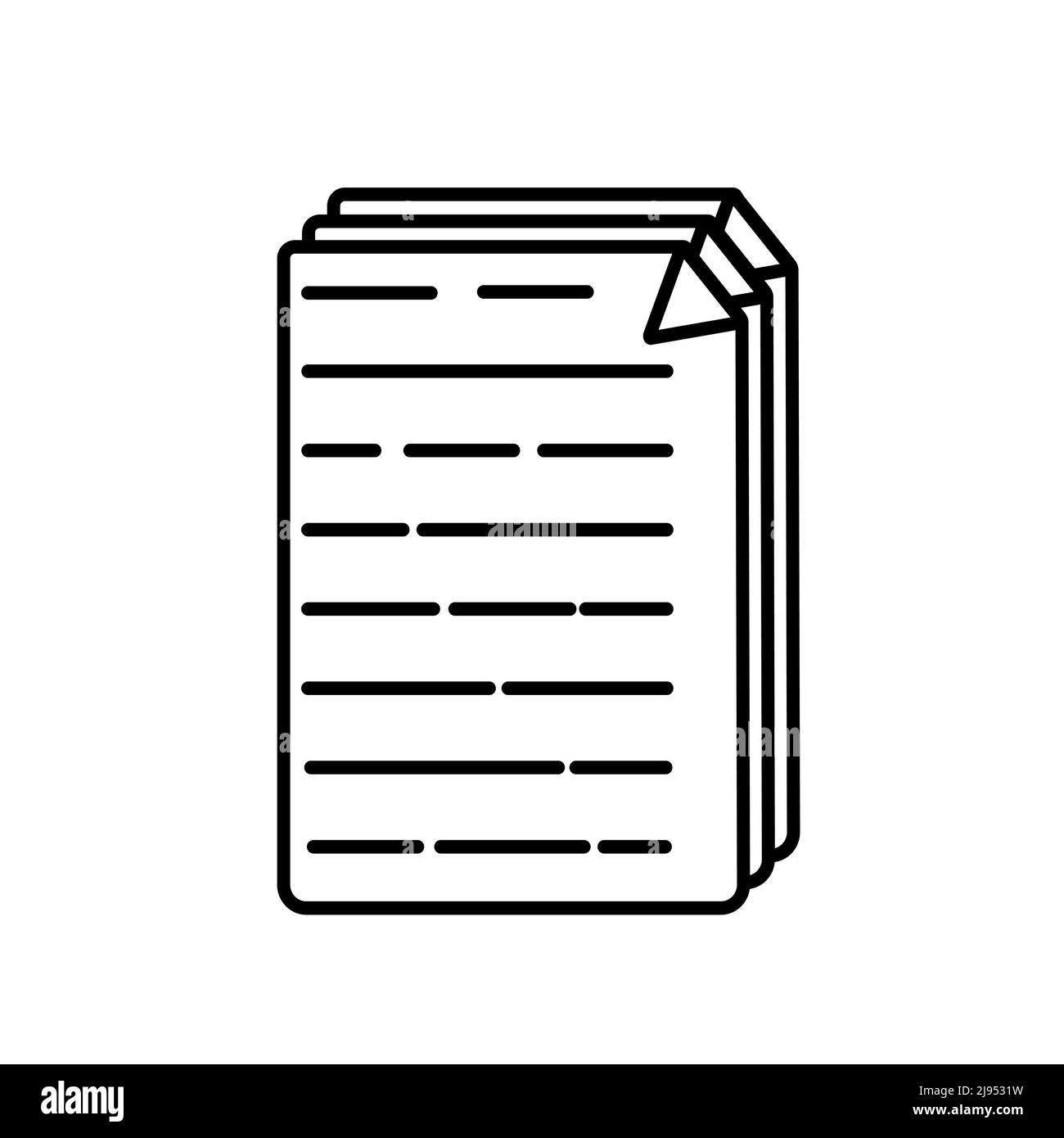 Documents icon black line with white backgound. Pixel perfect simple ...