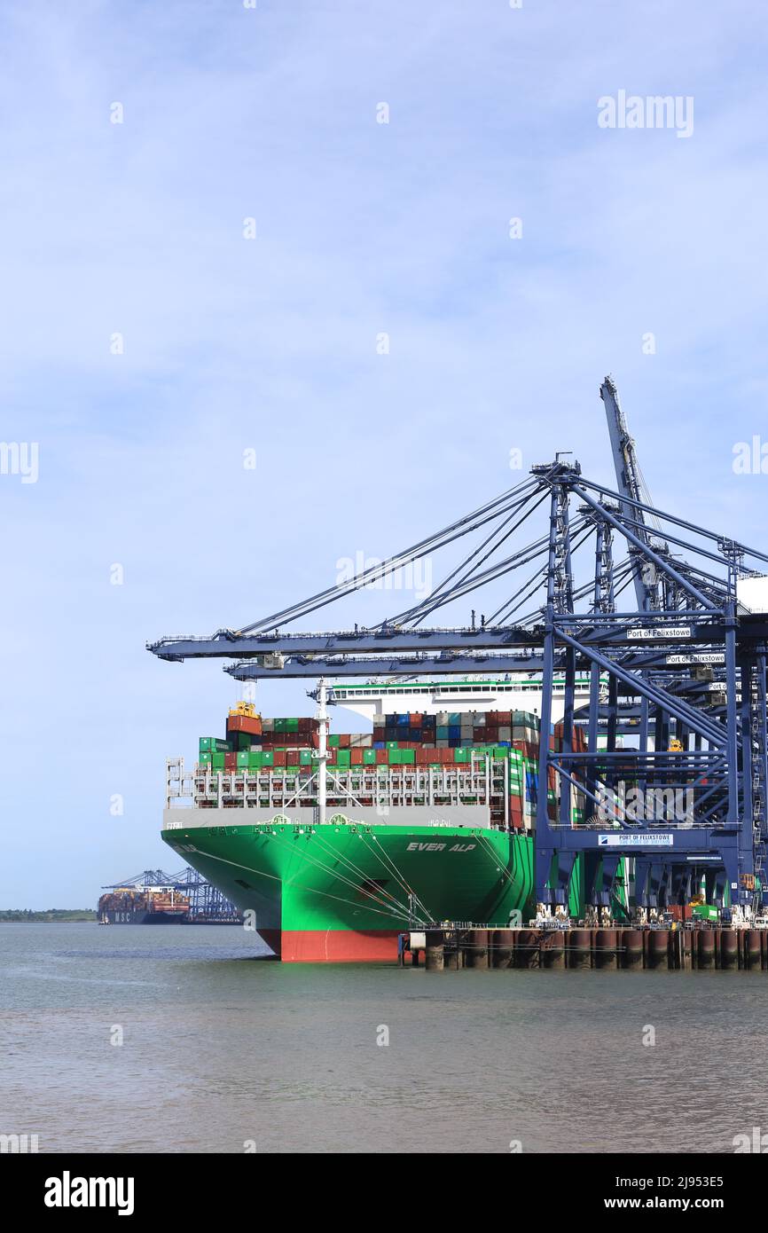 Container ship Ever Alp docked and being loaded/unloaded at the Port of ...