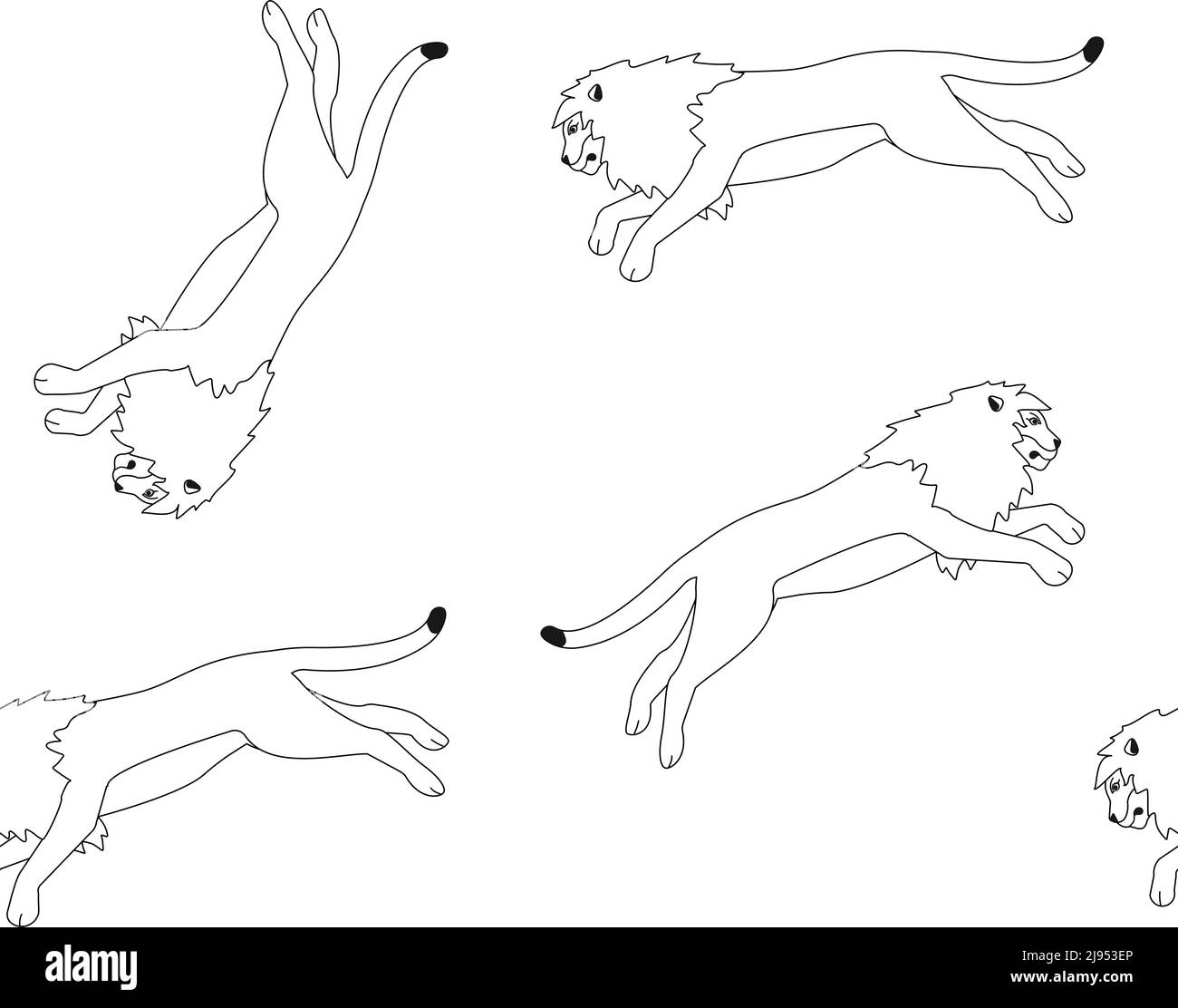 Vector seamless pattern of flat jumping lion Stock Vector Image & Art ...
