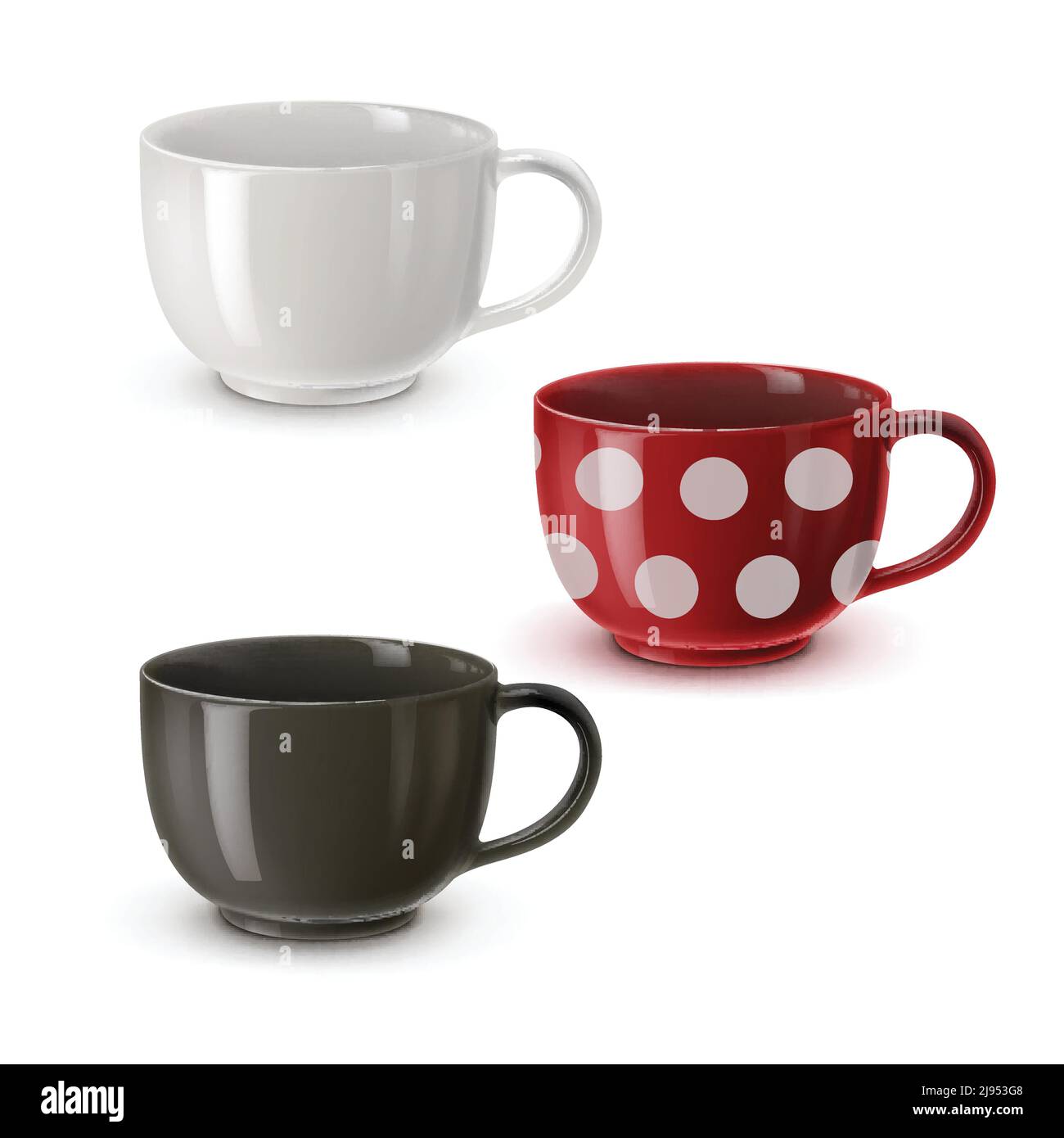 Vector illustration of colored bowls for soup. Isolated on white ...