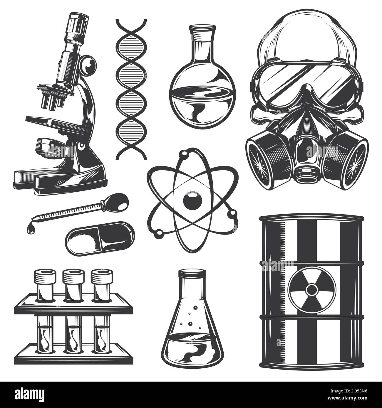 Set of chemistry elements for creating your own badges, logos, labels ...