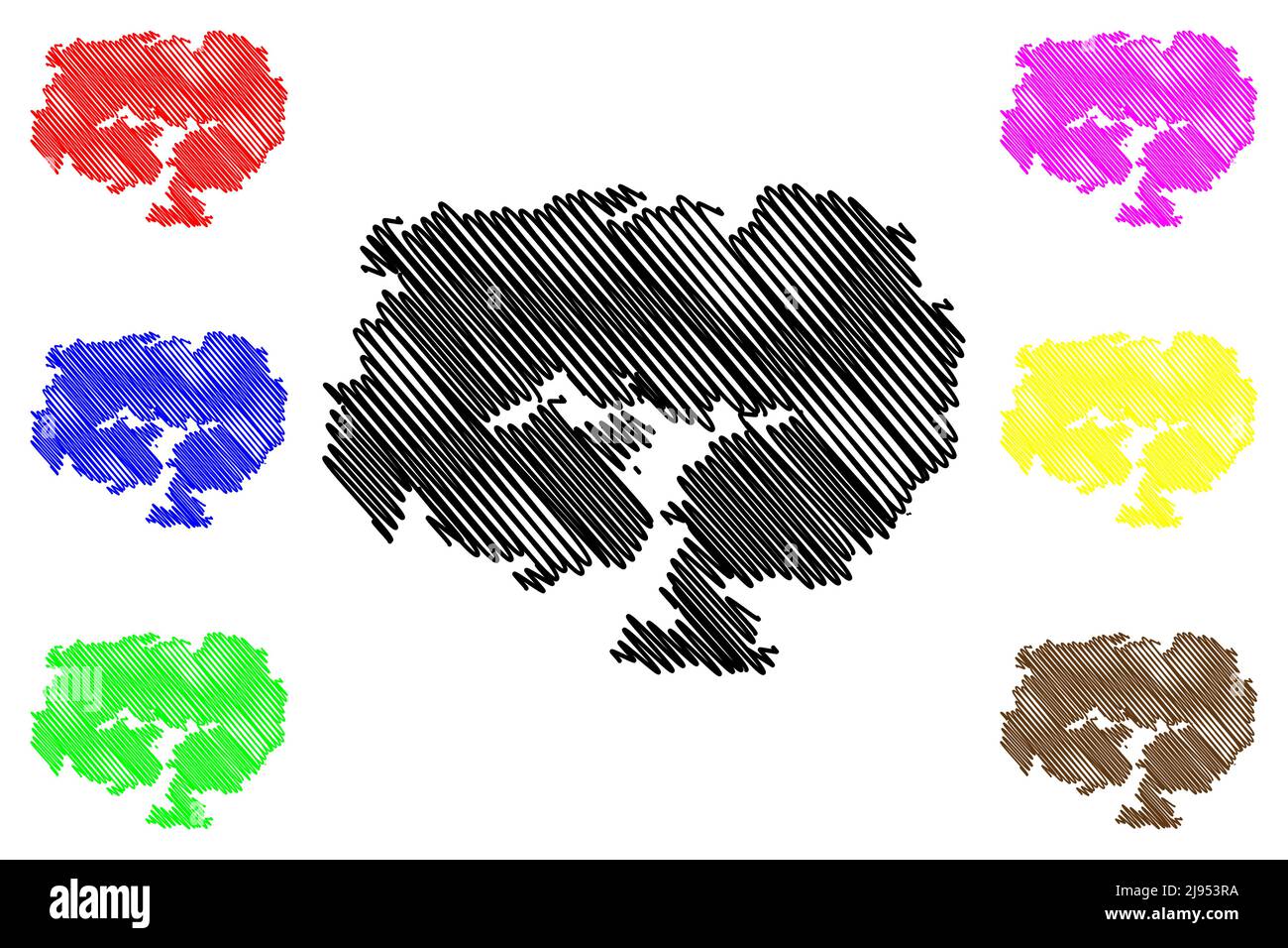 Alon island (Republic of Finland) map vector illustration, scribble ...