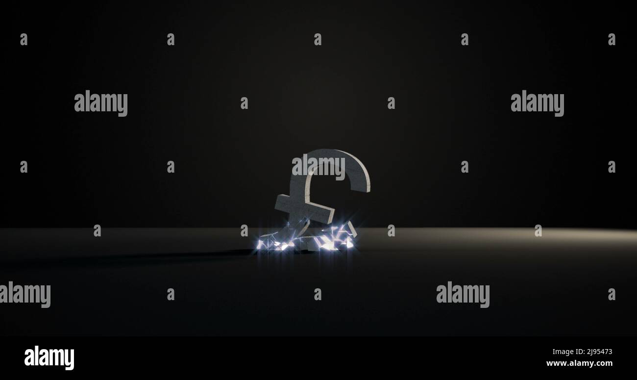 Pound sign falling against black background Stock Photo - Alamy