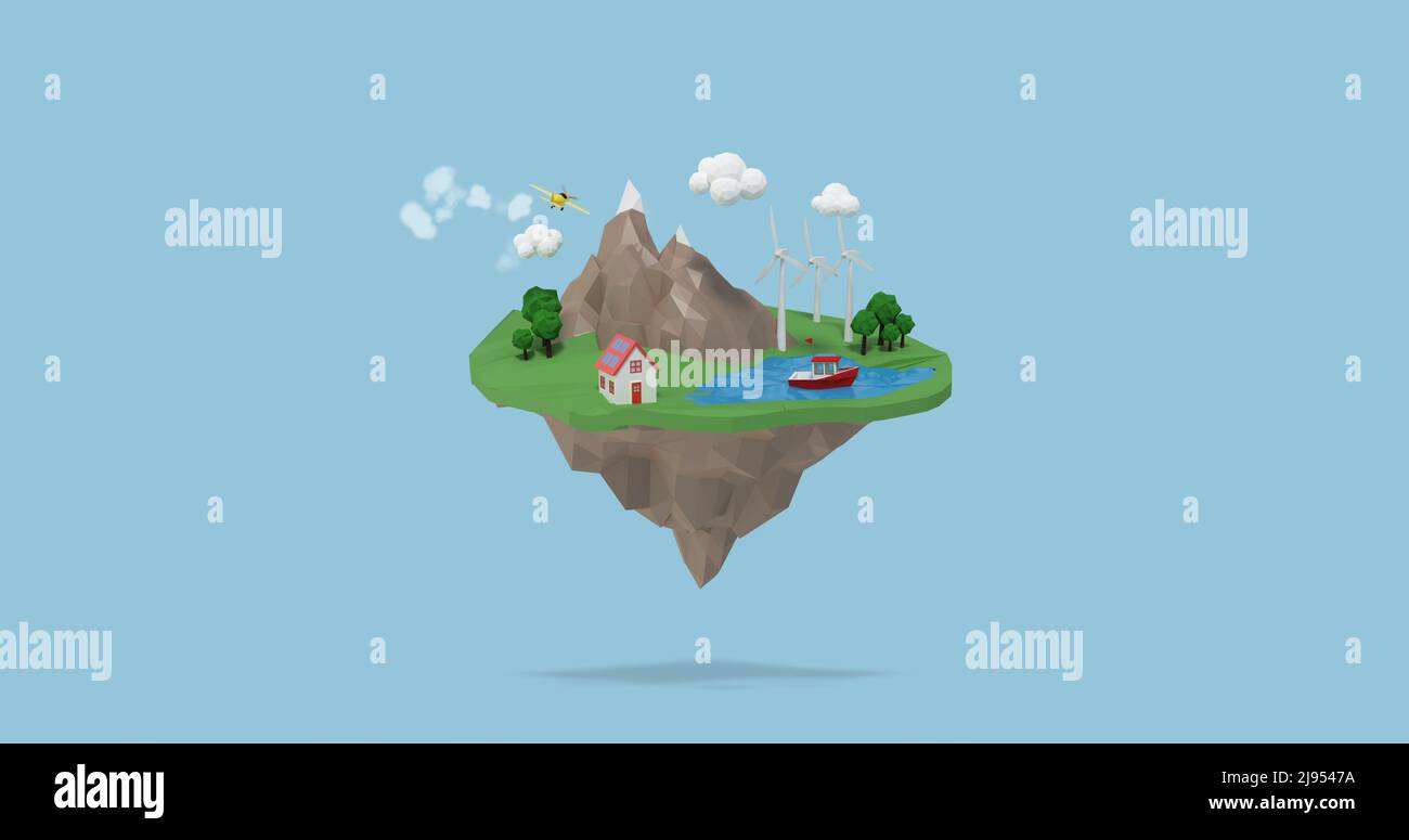 Aircraft traveling around the floating island Stock Photo - Alamy