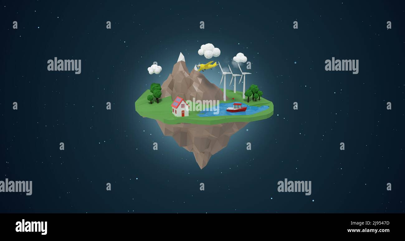 Aircraft traveling around the floating island Stock Photo - Alamy