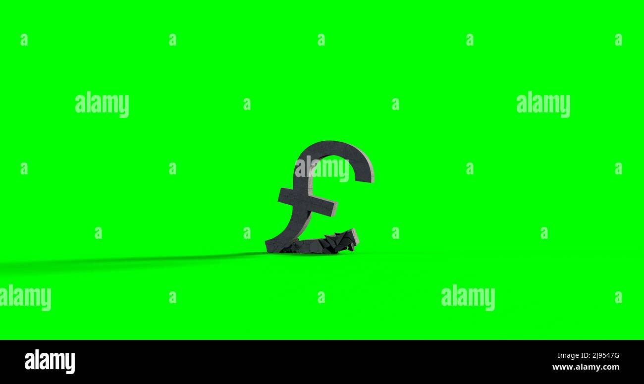 Pound sign falling against green screen Stock Photo - Alamy