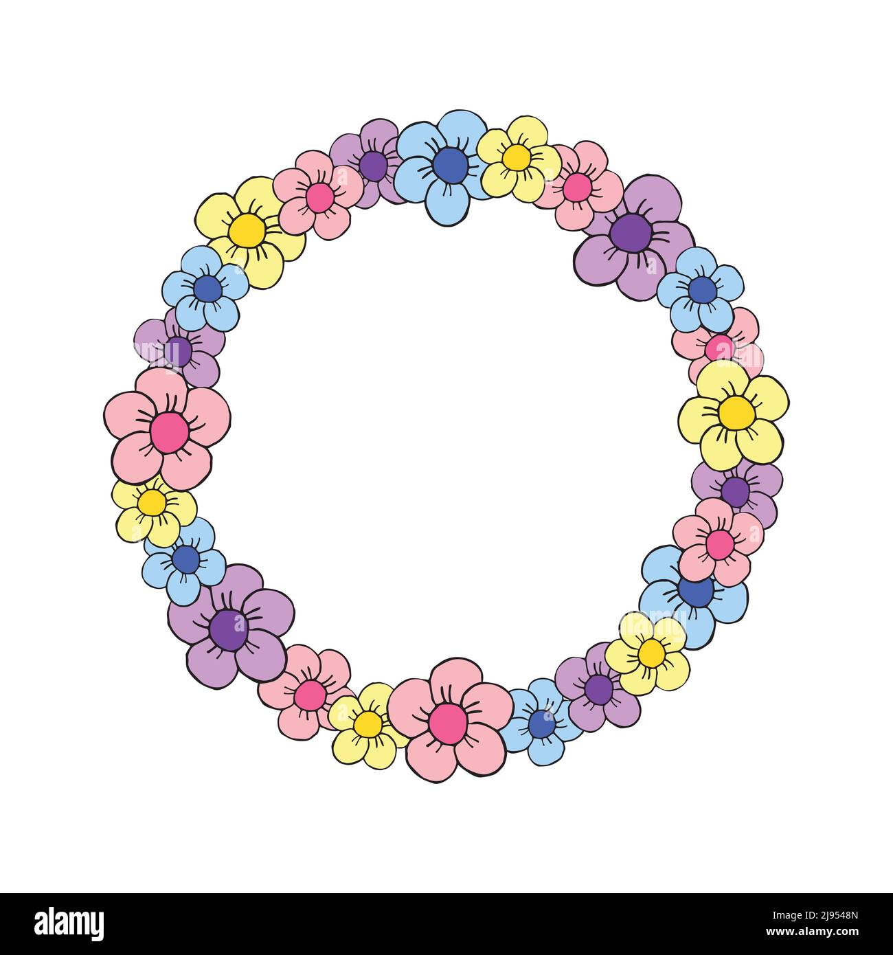Vector hand drawn colorful flower frame Stock Vector Image & Art - Alamy