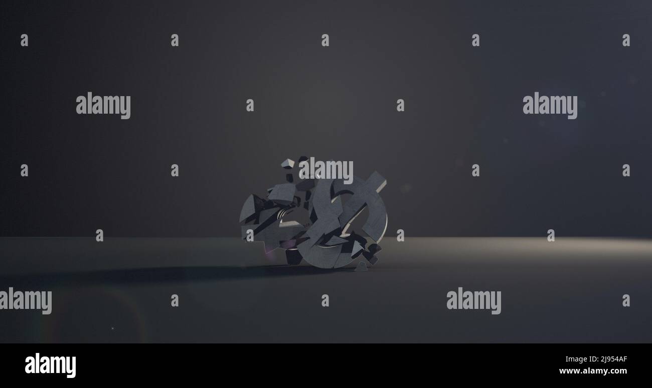 Dollar sign falling against black background Stock Photo - Alamy