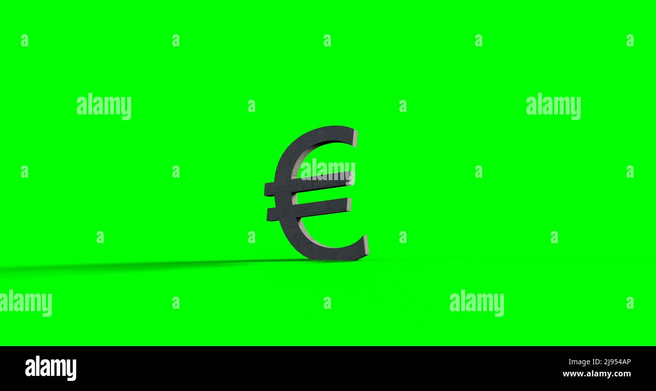Euro sign falling against green screen Stock Photo - Alamy
