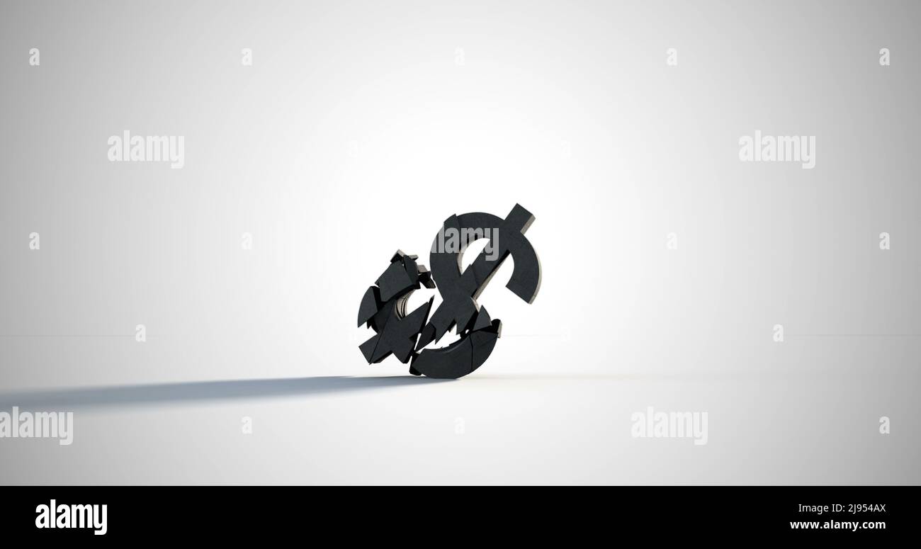 Dollar sign falling against white background Stock Photo - Alamy