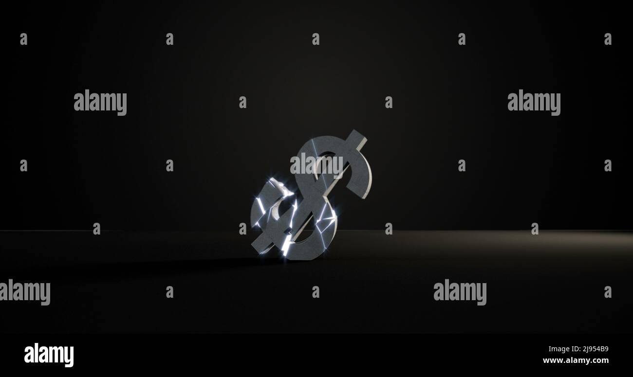 Dollar sign falling against black background Stock Photo - Alamy