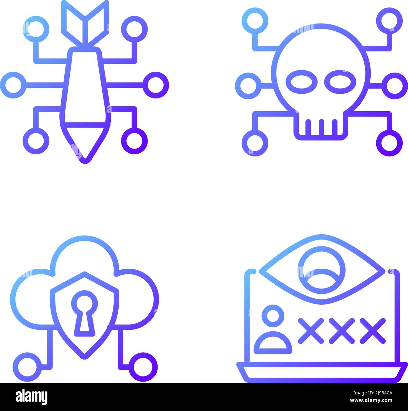 Malicious online activity pixel perfect gradient linear vector icons ...