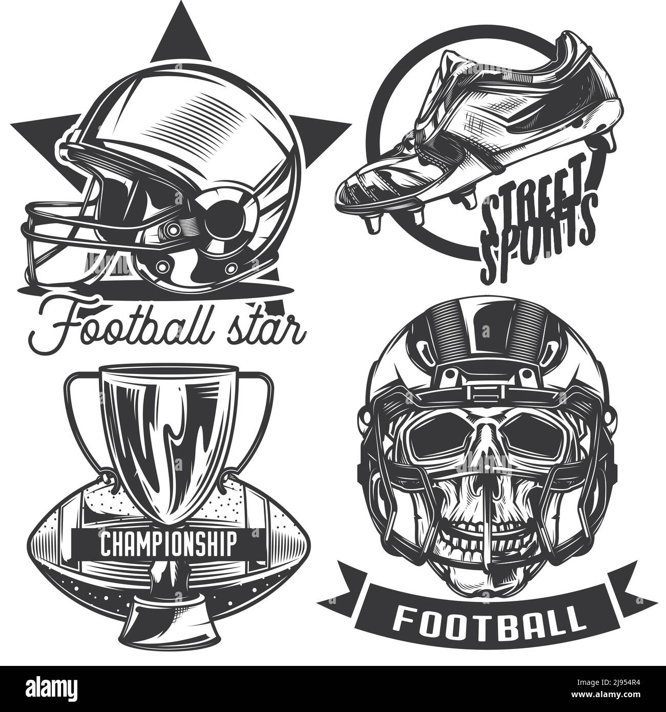 Set of football emblems, labels, badges, logos. Isolated on white Stock ...