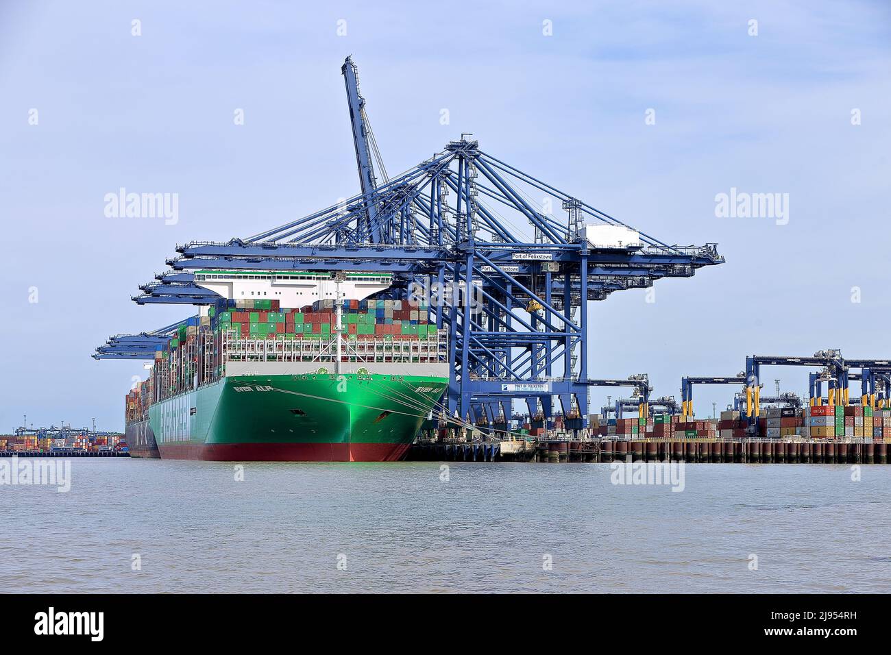 Container ship Ever Alp docked and being loaded/unloaded at the Port of ...