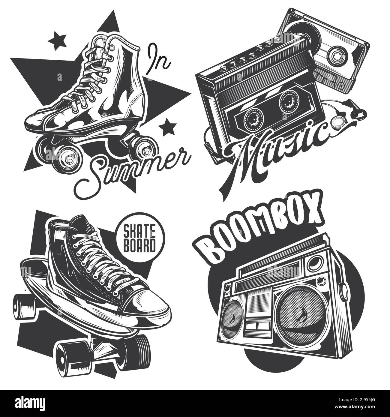 Set of retro emblems, labels, badges, logos. Isolated on white Stock ...