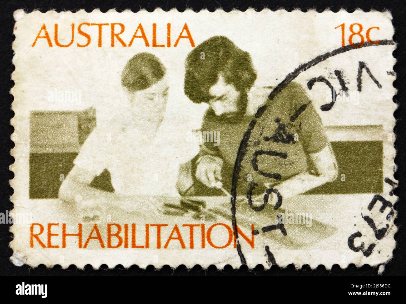 AUSTRALIA - CIRCA 1972: a stamp printed in the Australia shows Amputee ...