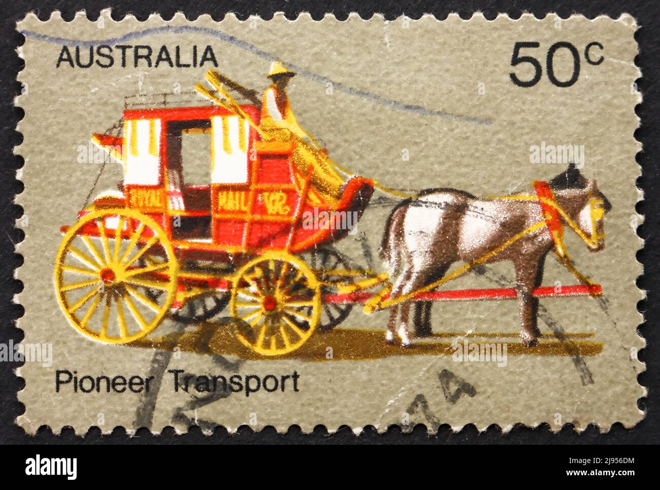 AUSTRALIA - CIRCA 1972: a stamp printed in the Australia shows Coach ...