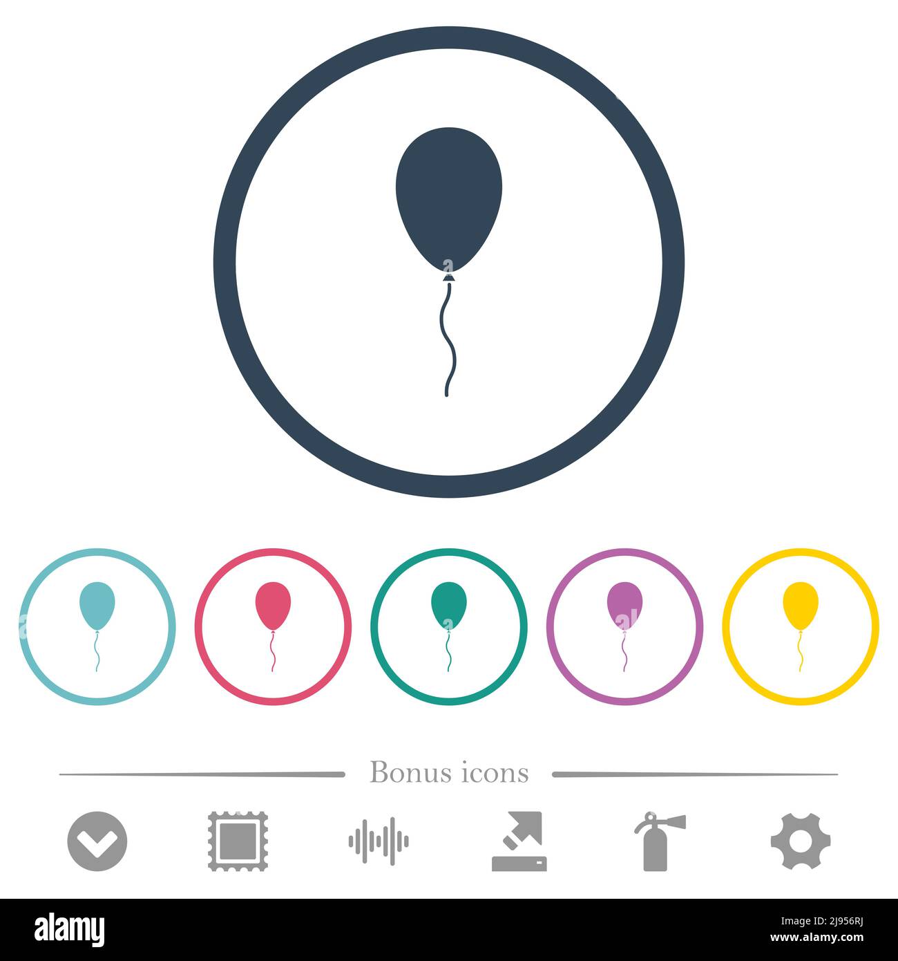 Single balloon with gloss flat color icons in round outlines. 6 bonus ...