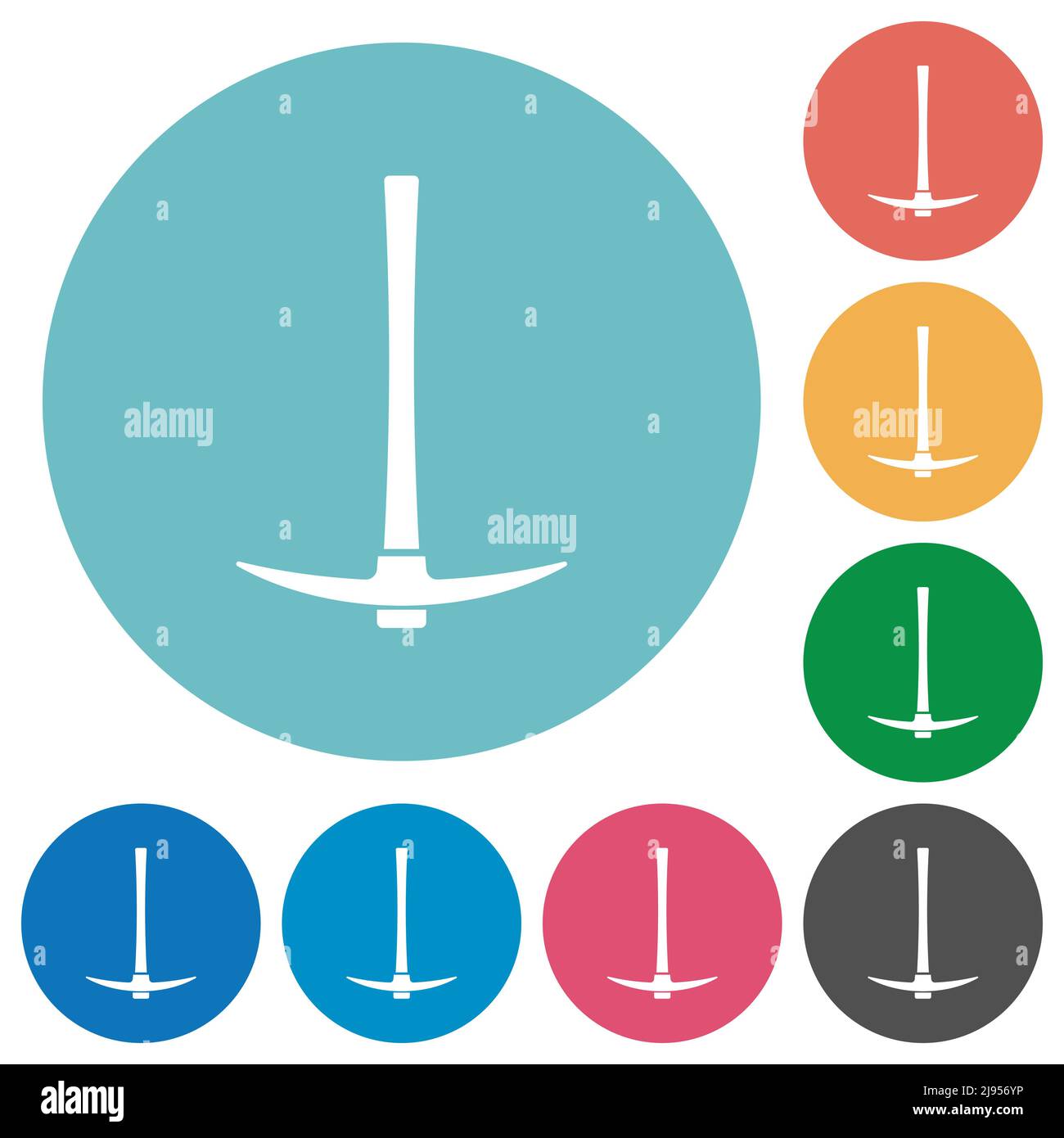 Single pickaxe flat white icons on round color backgrounds Stock Vector Image & Art - Alamy