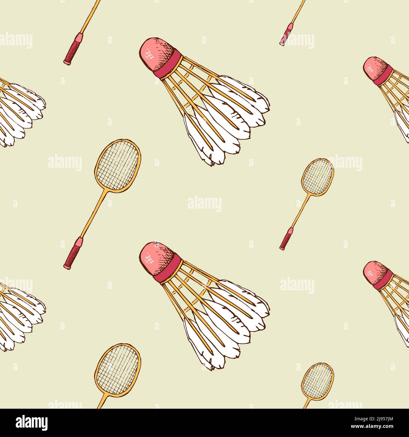 Seamless pattern background with shuttlecock and badminton racket ...