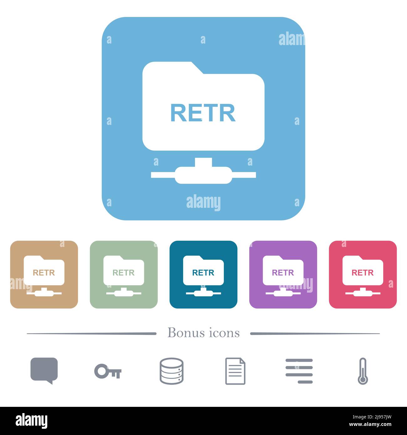 FTP retrieve file white flat icons on color rounded square backgrounds. 6 bonus icons included ...