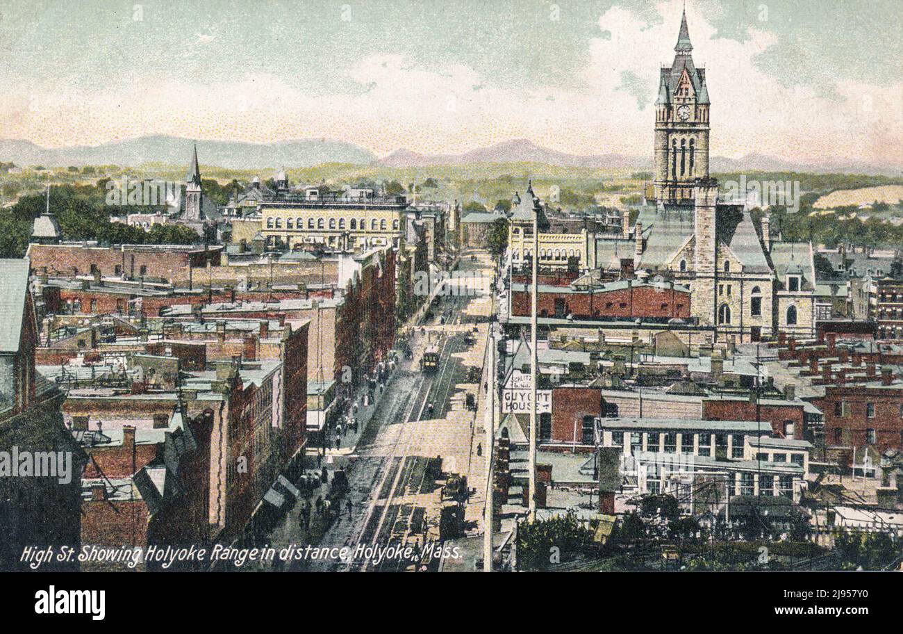 High St. Showing Holyoke Range in distance, Holyoke, Mass Stock Photo ...