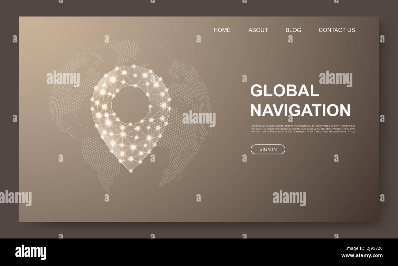 Location pin 3d low poly website template. Gps navigation design illustration concept. Polygonal ...