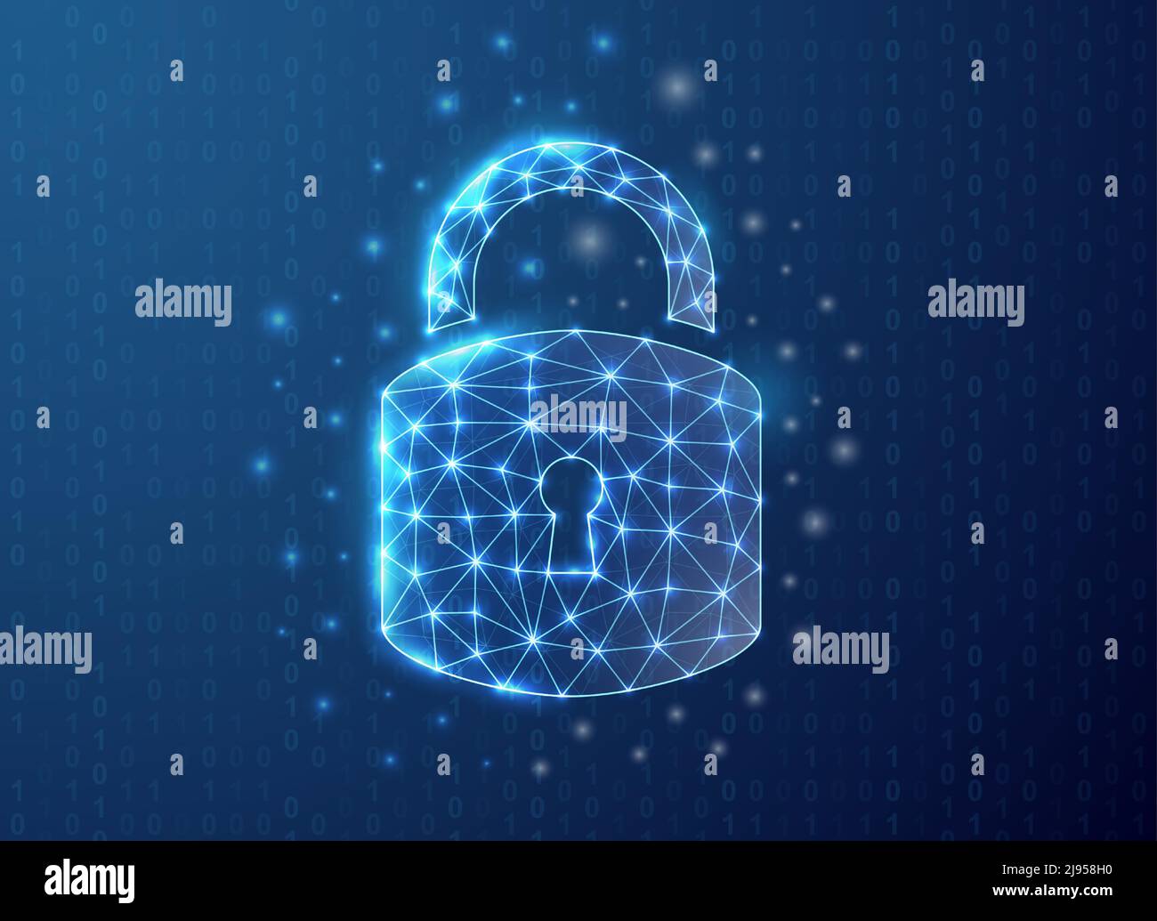 Lock polygonal symbol with binary code background. Antivirus concept design vector illustration ...