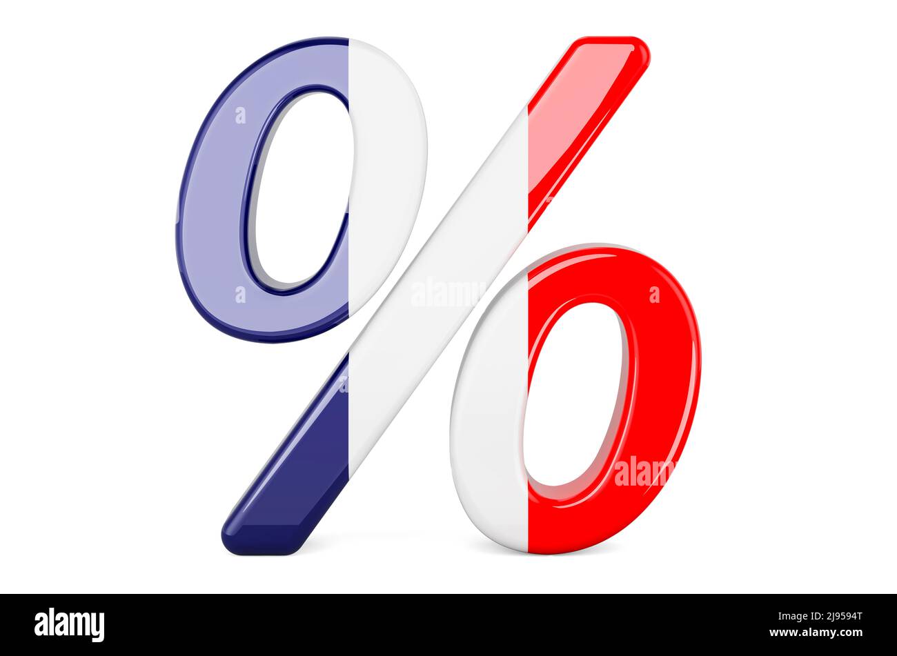 Percent with French flag, 3D rendering isolated on white background ...