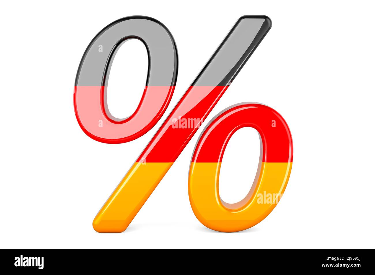 Percent with German flag, 3D rendering isolated on white background ...