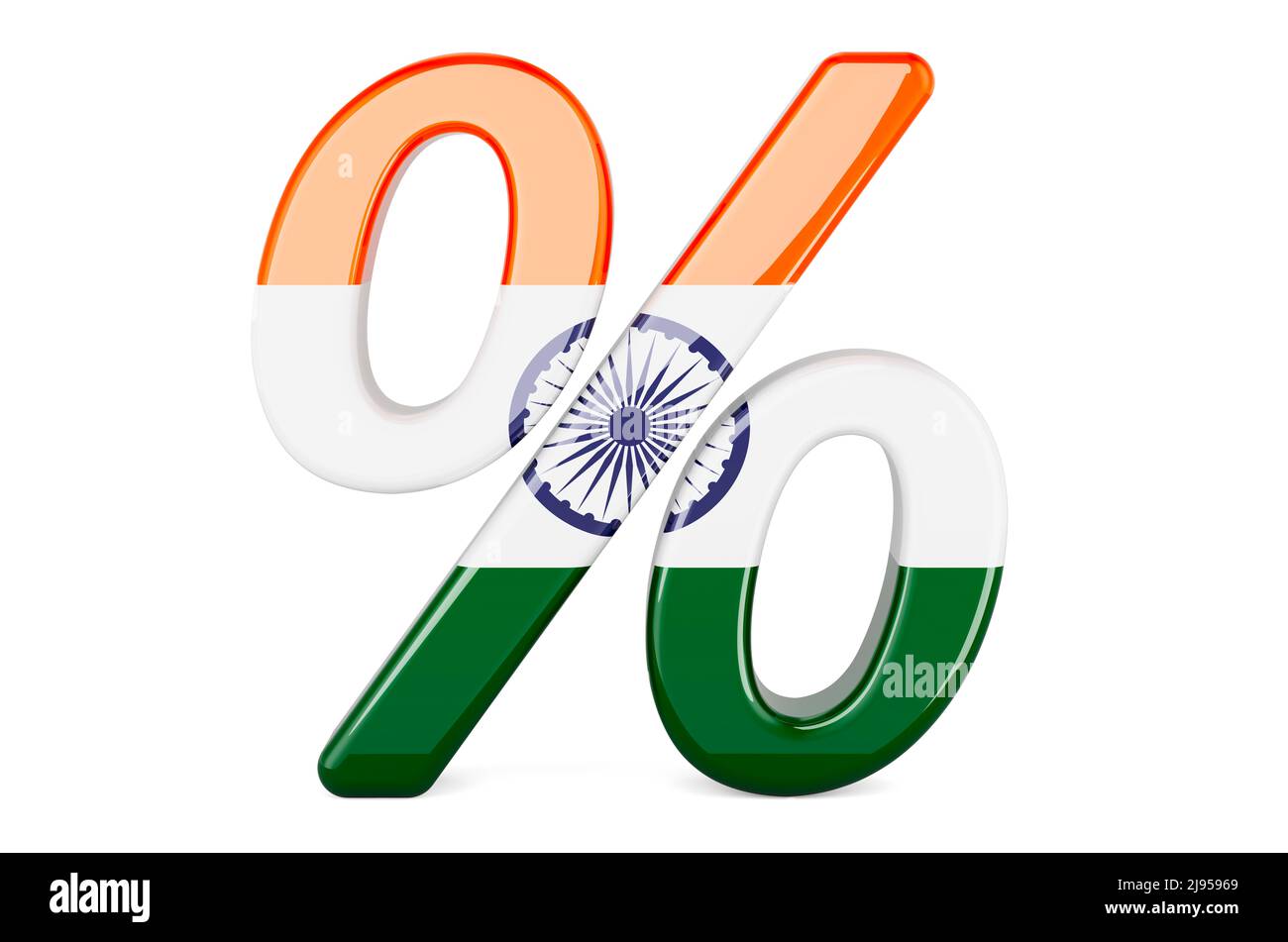 Percent with Indian flag, 3D rendering isolated on white background ...