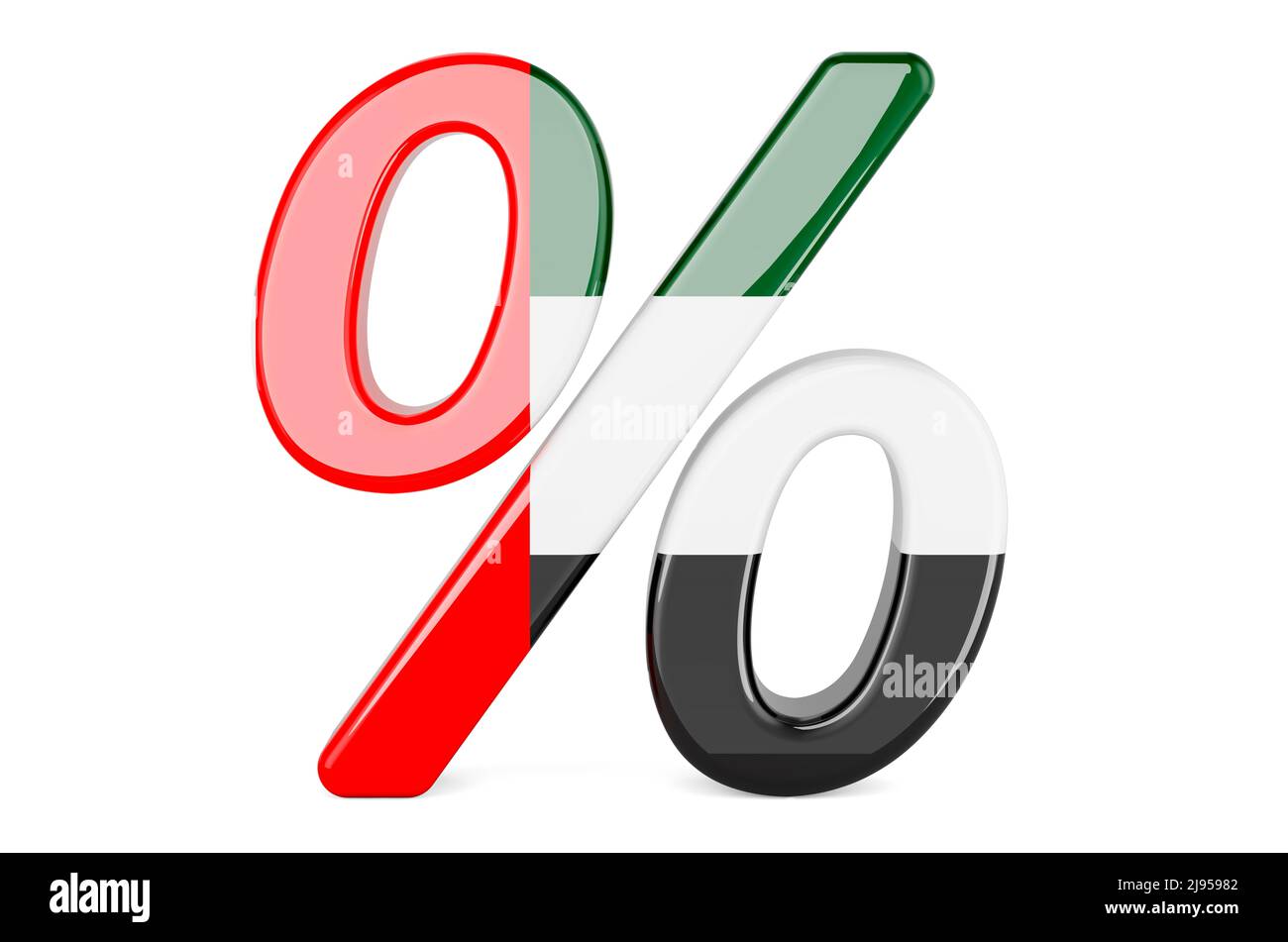 Percent with the United Arab Emirates flag, 3D rendering isolated on ...