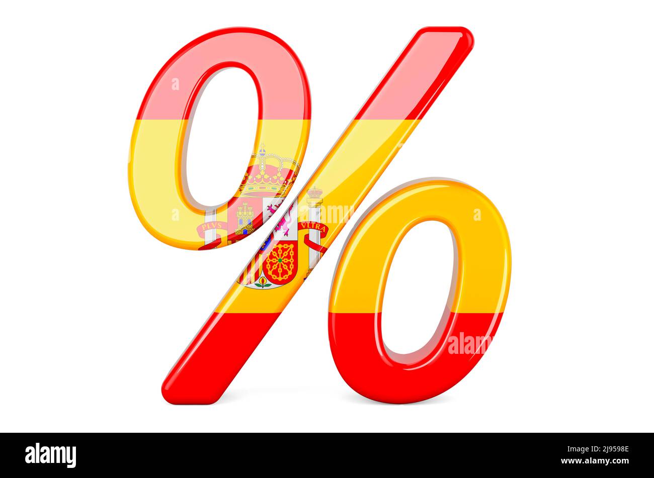 Percent with Spanish flag, 3D rendering isolated on white background ...